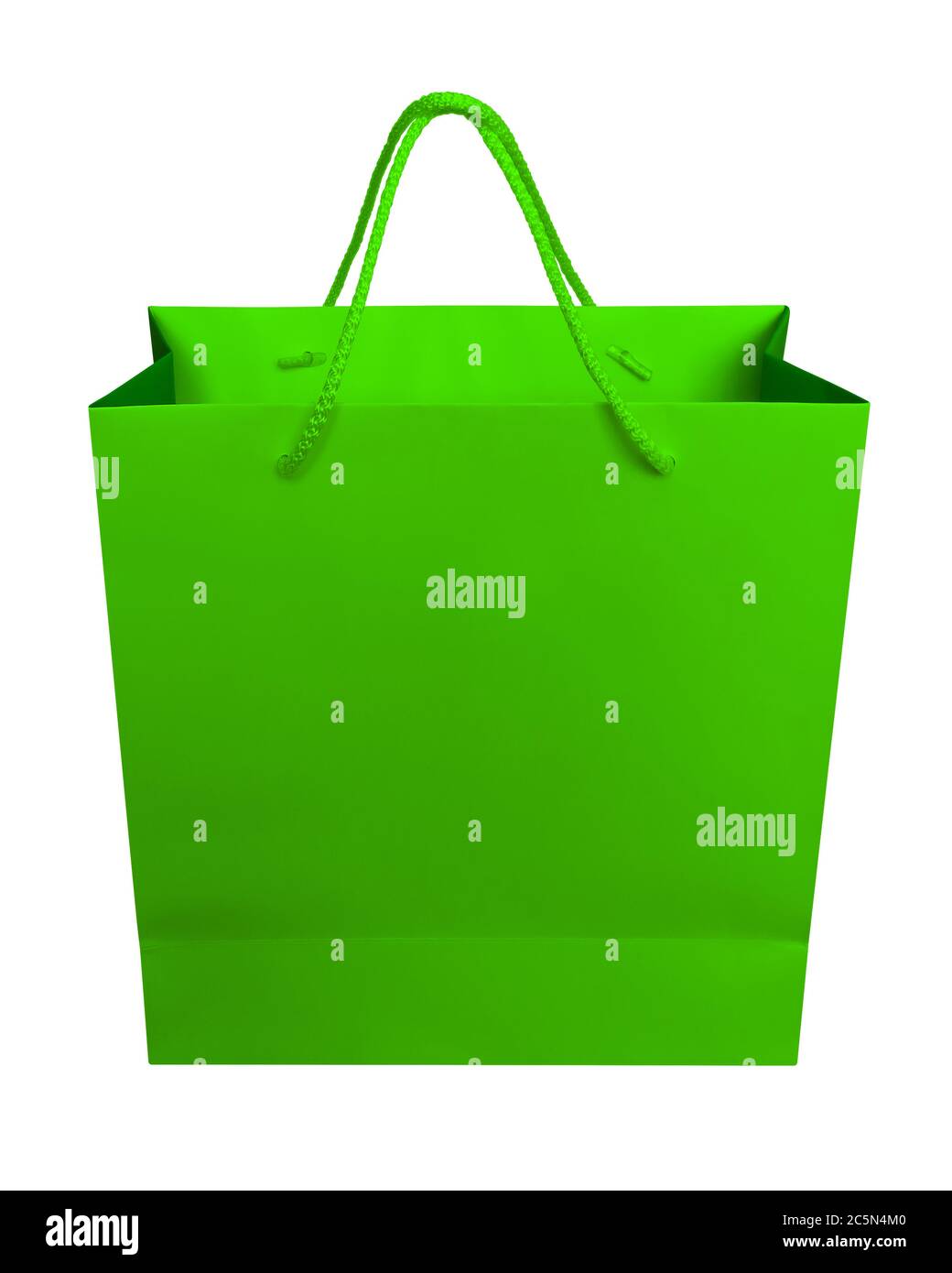 Green paper bag isolated on white with Clipping Path Stock Photo - Alamy