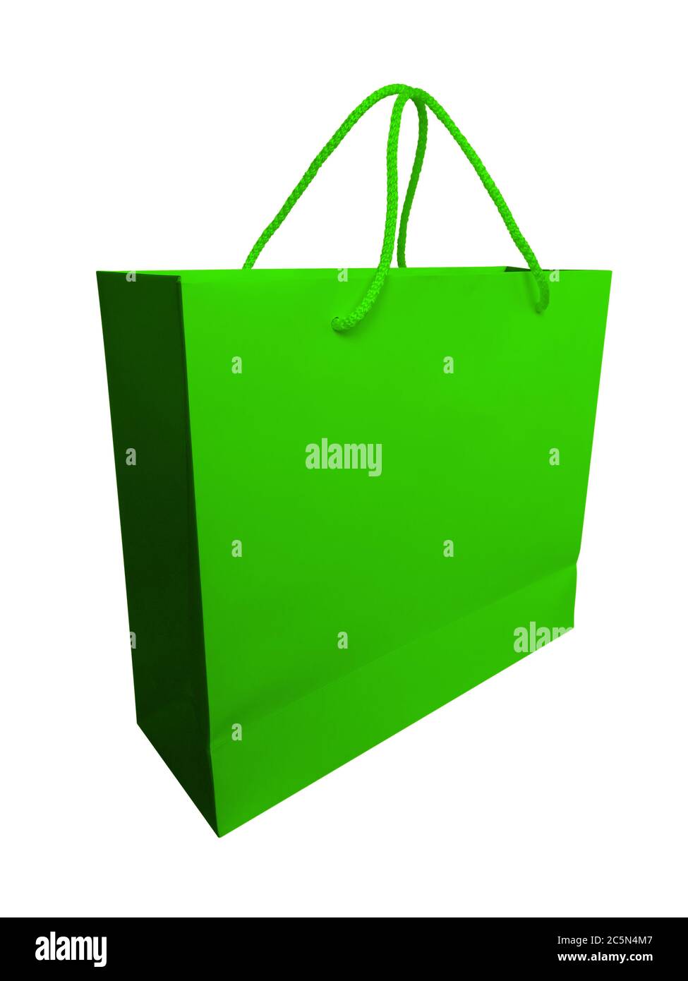 Green paper bag isolated on white with Clipping Path Stock Photo - Alamy
