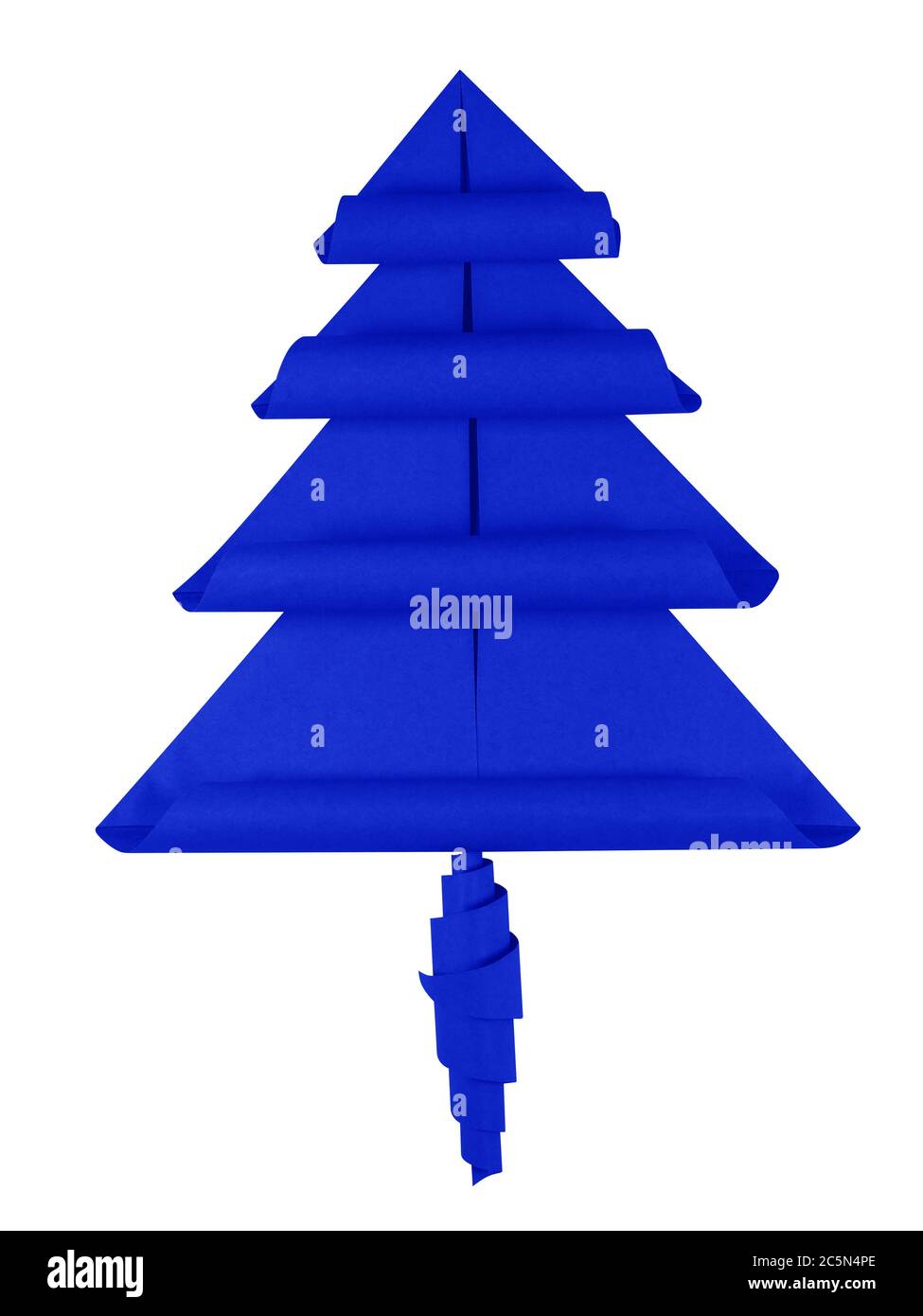 Blue paper fir tree isolated on white background. Clipping path ...