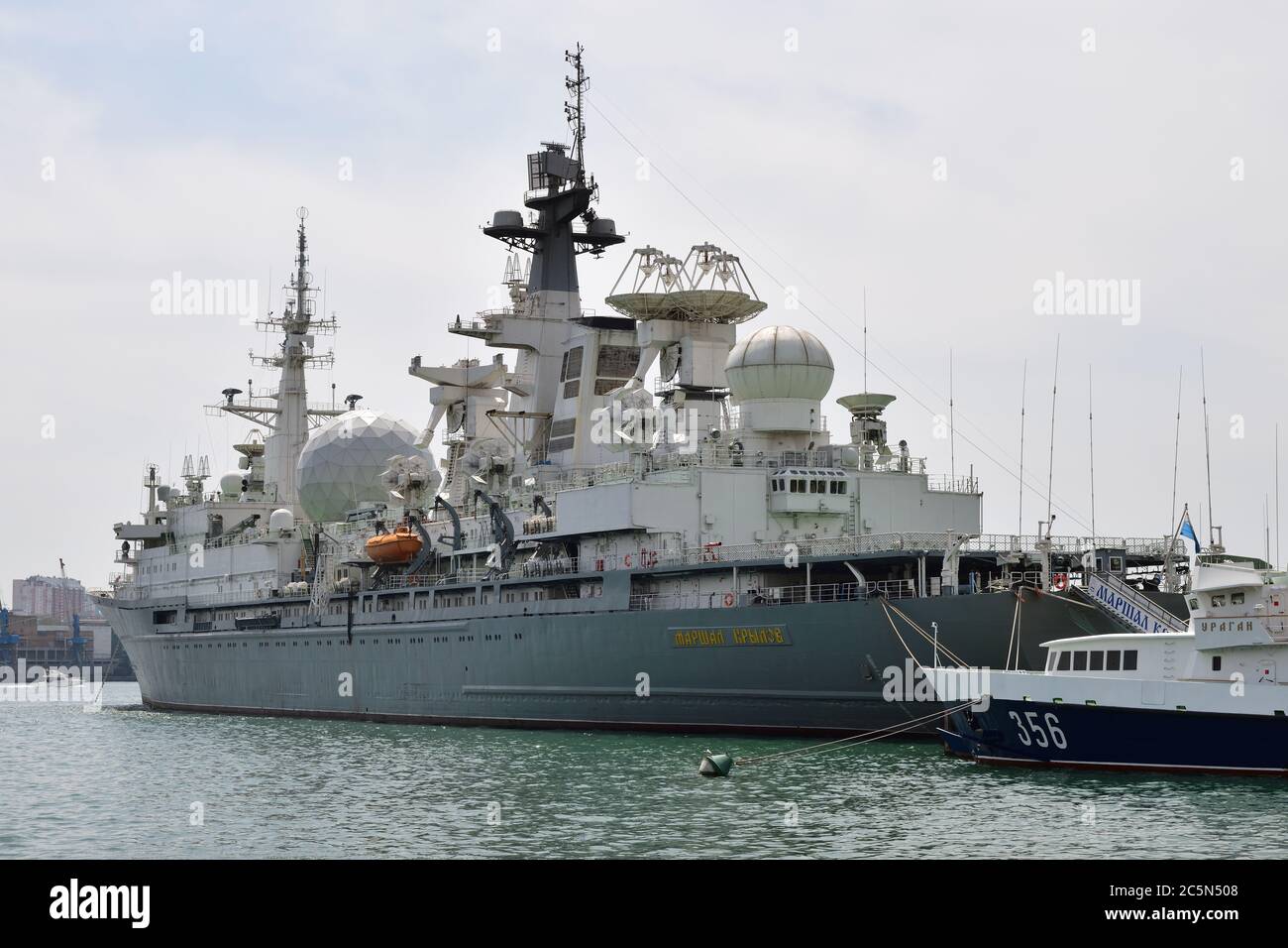 Vladivostok, Russia - April 28, 2019: Ship measuring complex Marshal ...