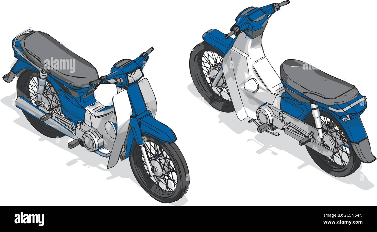 Motor scooter isometric color vector illustration, isometric scooter ...