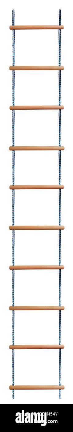 Rope Ladder with wooden steps isolated on white background Stock Photo ...