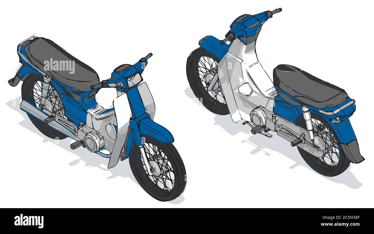 Motor scooter isometric color vector illustration, isometric scooter ...