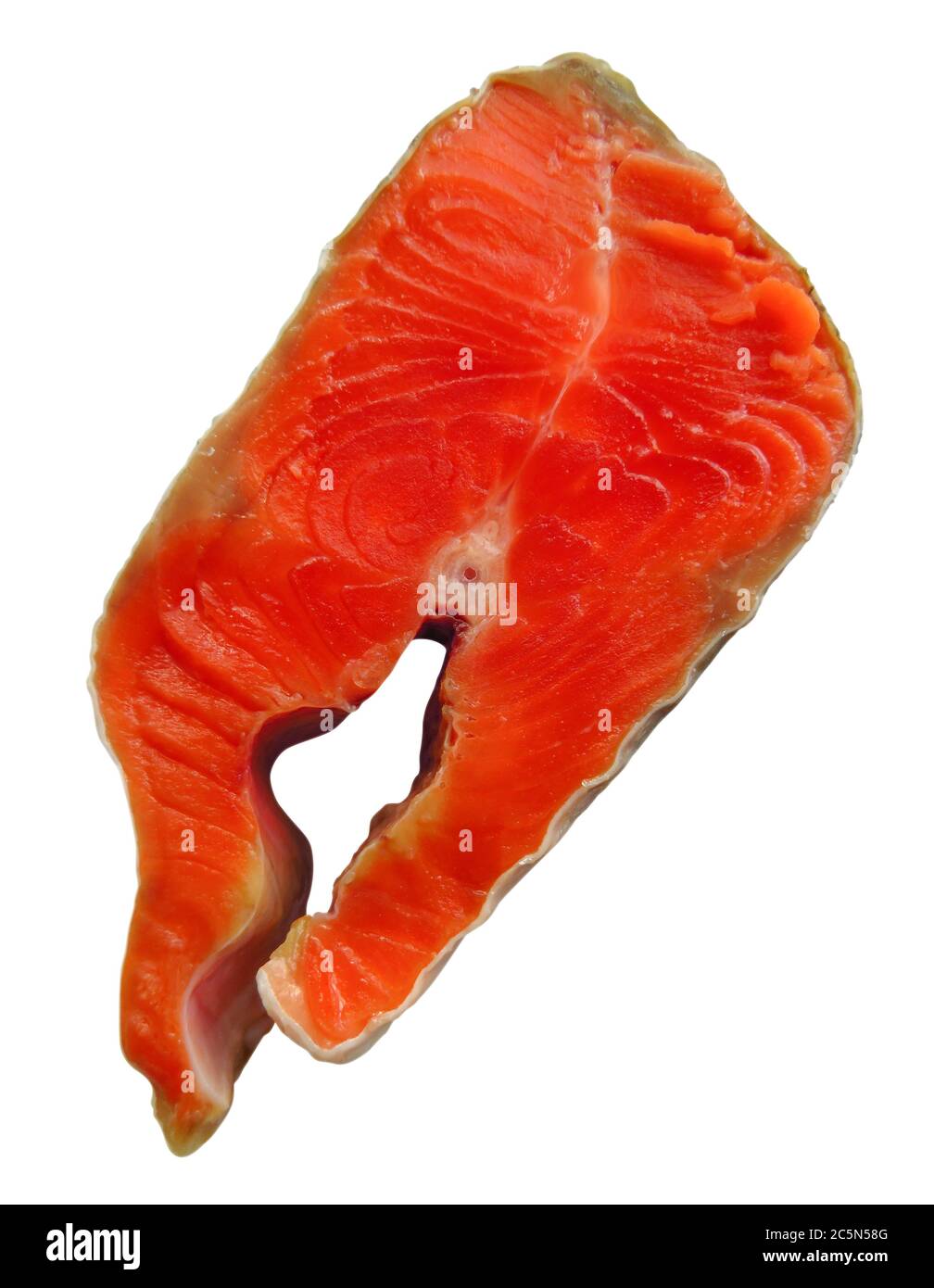 Salmon Red Fish Steak isolated on a white background with clipping path ...