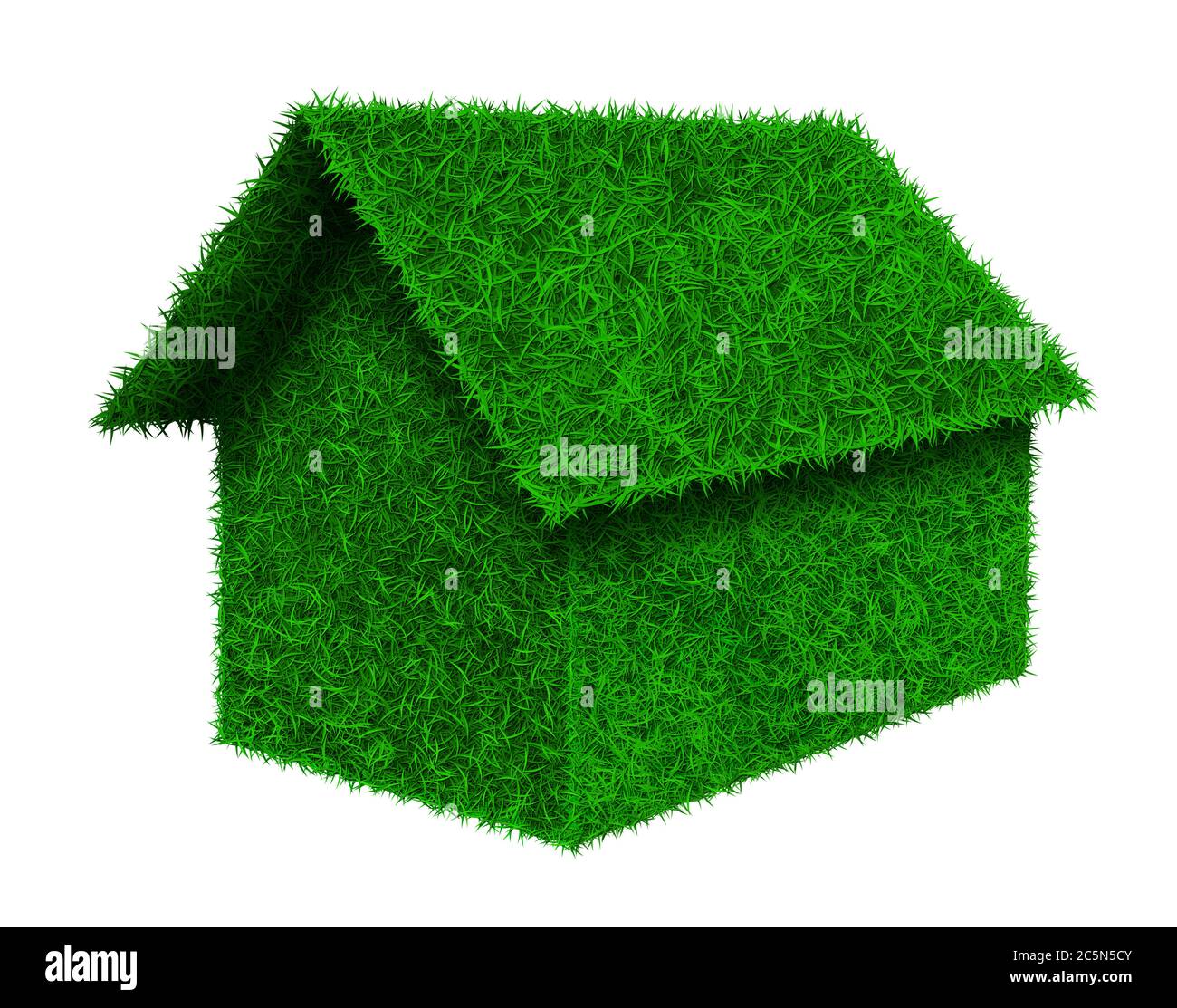 Small green grass house isolated on white background Stock Photo - Alamy
