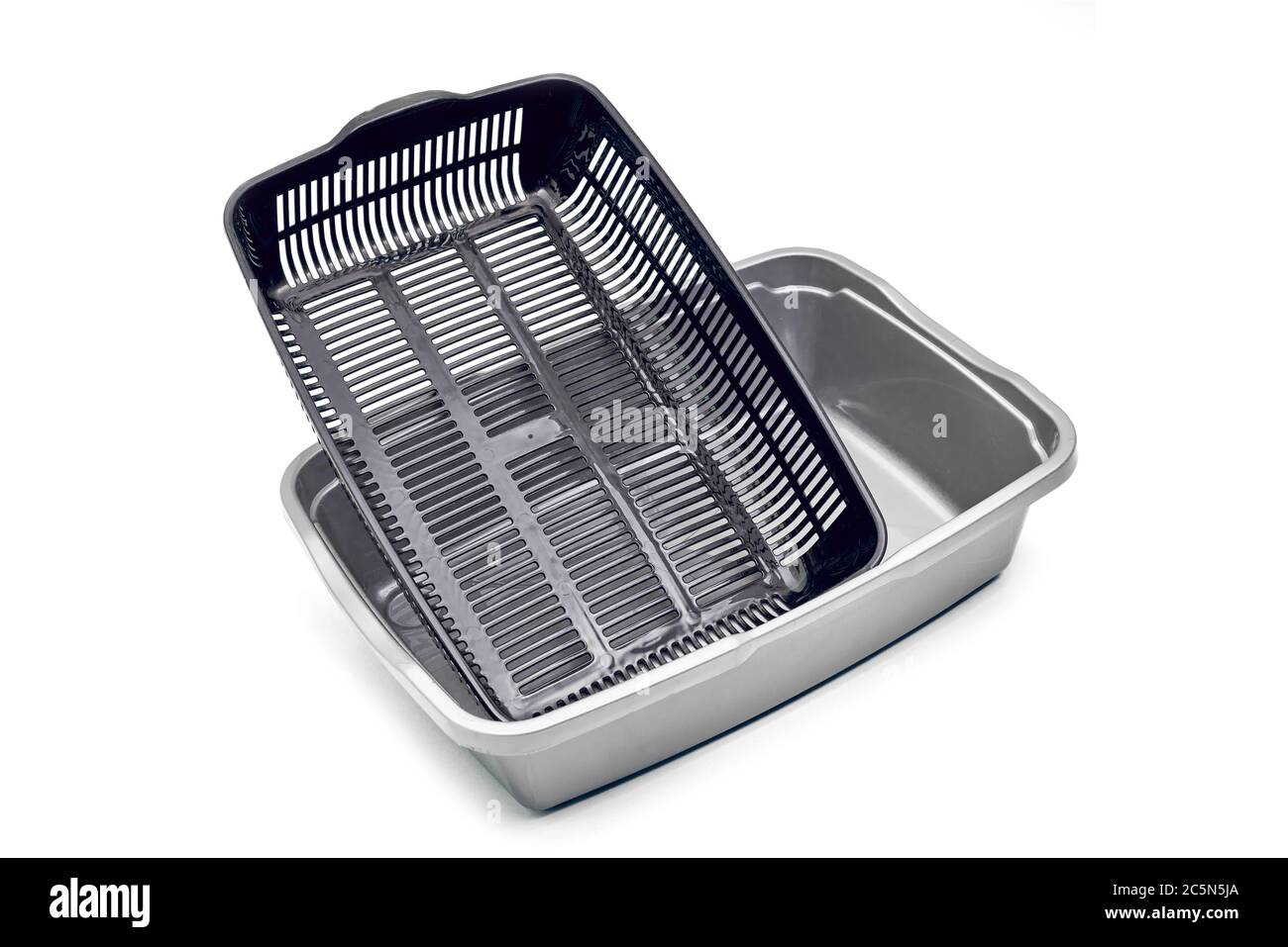New gray, empty cat tray. Toilet for the cat Stock Photo - Alamy
