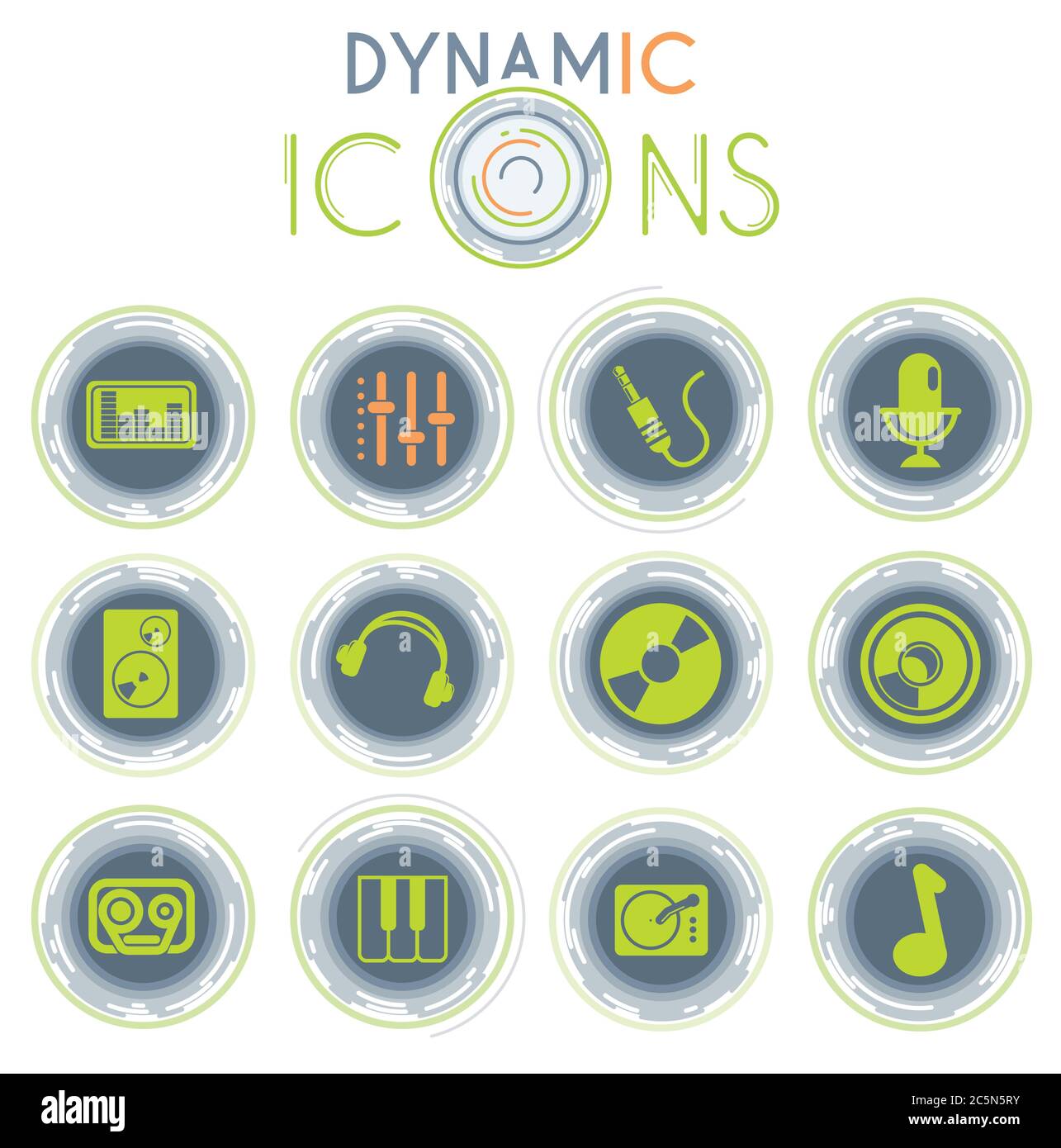 Audio and music dynamic icons Stock Vector Image & Art - Alamy
