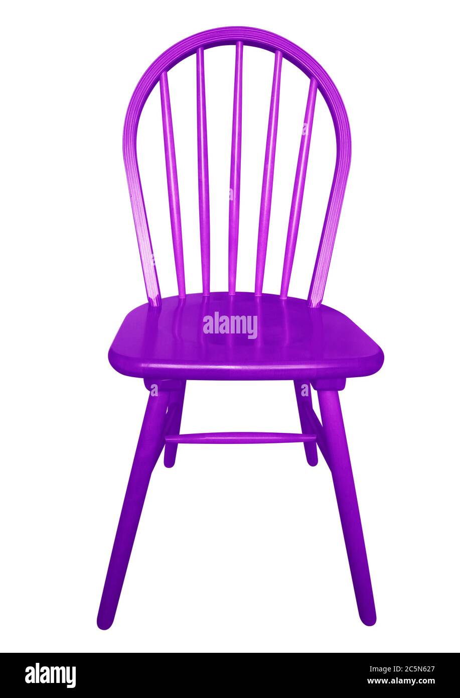 Violet wooden chair isolated on the white background. Clipping path ...
