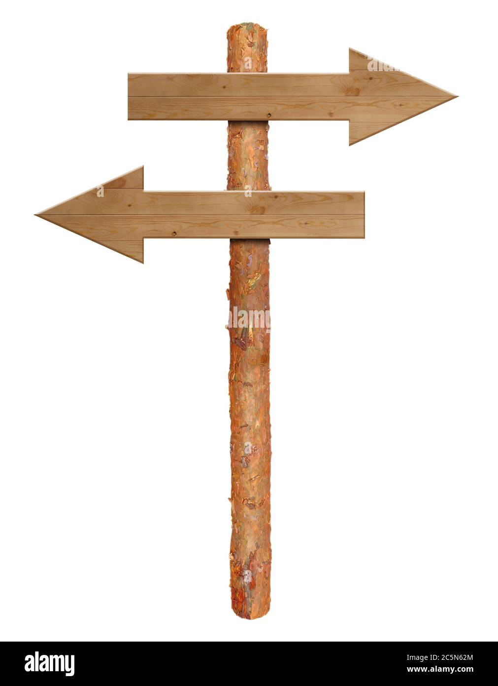 Wooden empty arrows on a log isolated on white Stock Photo - Alamy