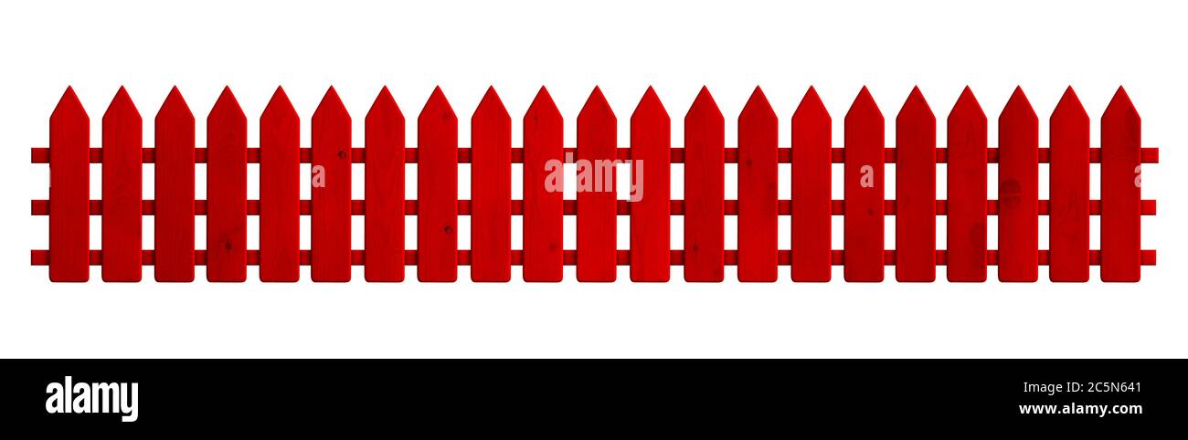 Wooden long red fence isolated on white background Stock Photo - Alamy