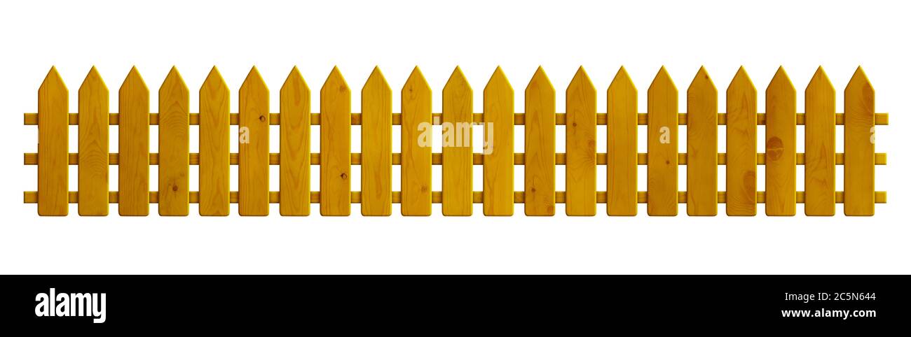 Wooden long yellow fence isolated on white background Stock Photo - Alamy