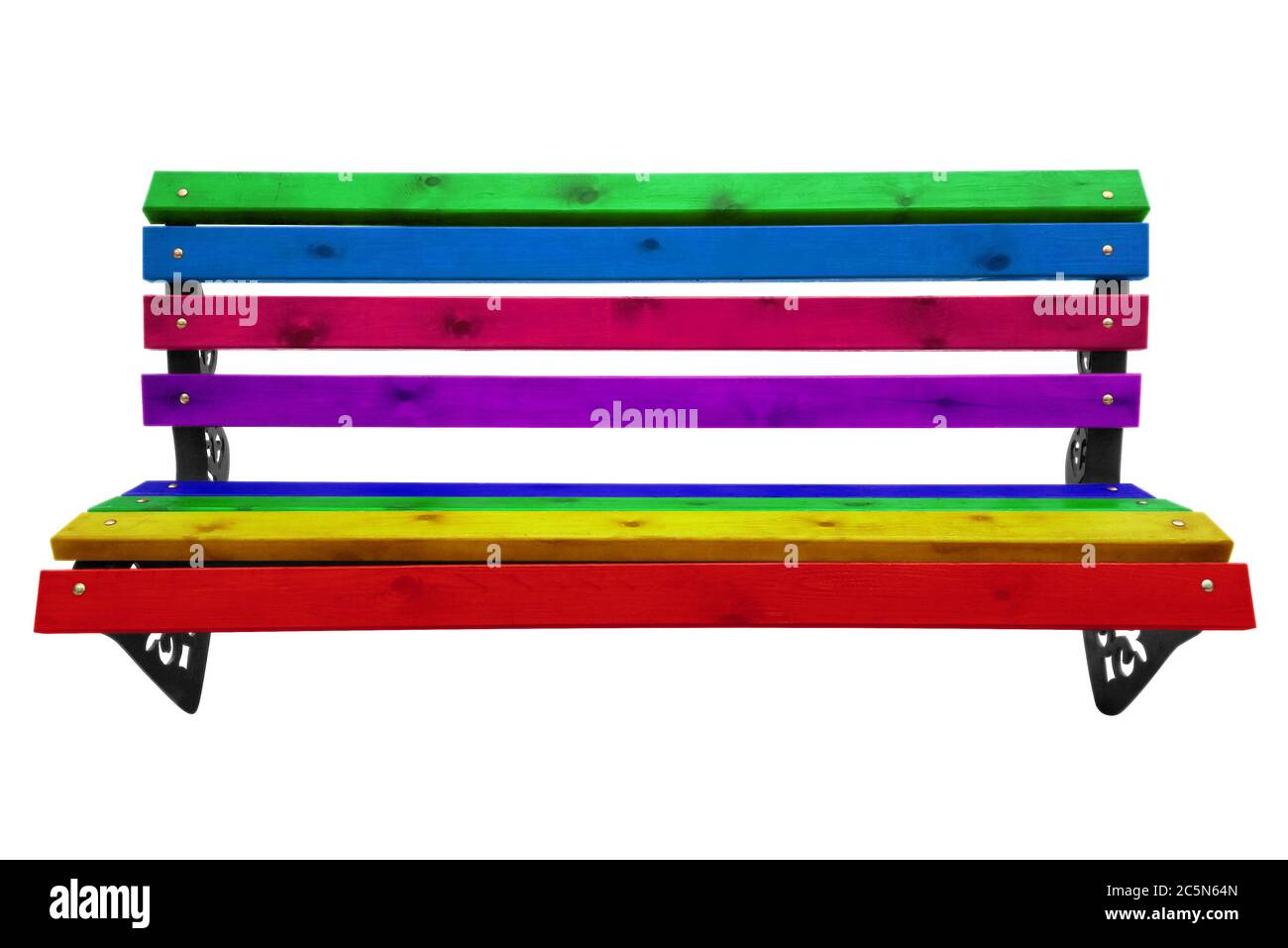 Colorful wooden Park Bench Isolated on White Background. Clipping Path ...