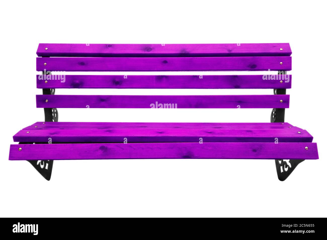 Violet wooden Park Bench Isolated on White Background. Clipping Path ...