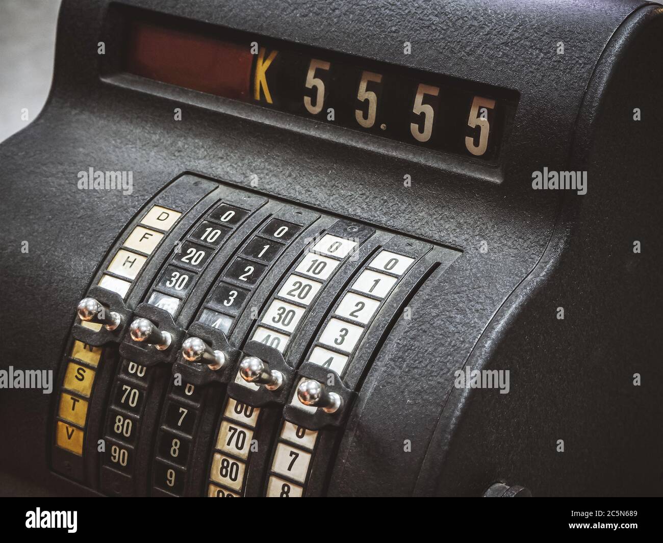 Closeup photo of an old Soviet cash register in black Stock Photo - Alamy