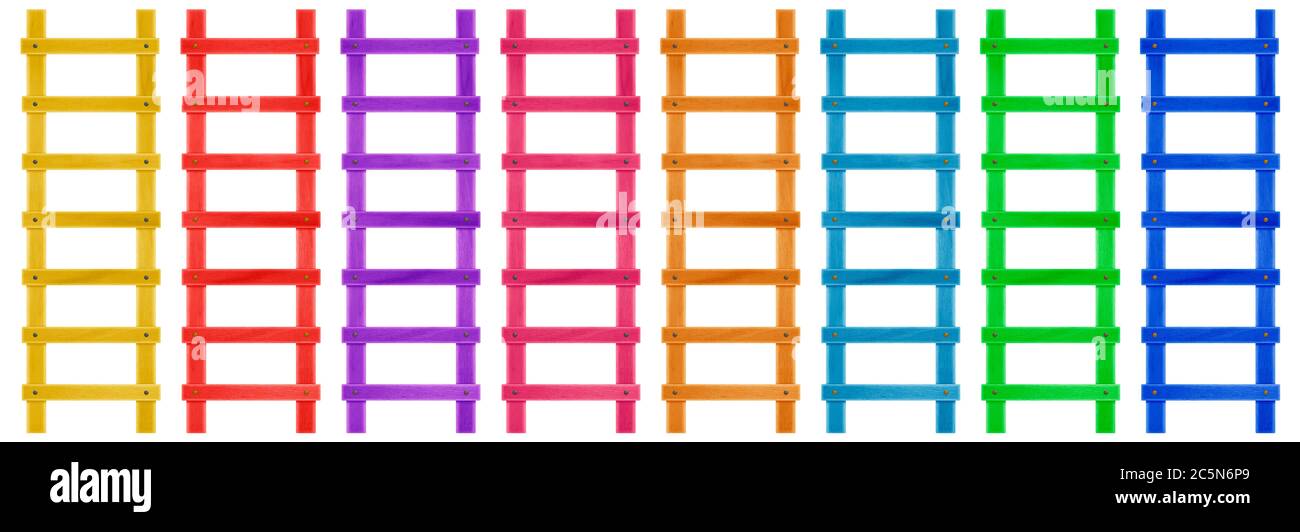 Wooden colorful step ladders isolated on the white background Stock ...
