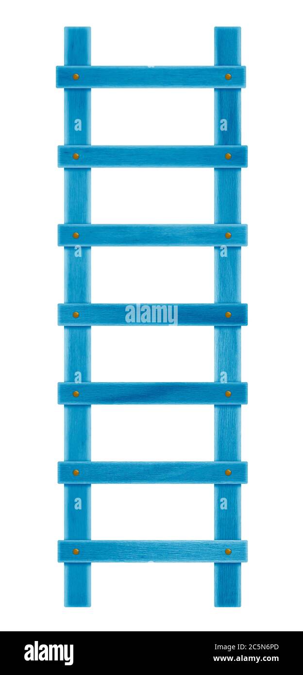 Wooden light blue step ladder isolated on the white background Stock ...