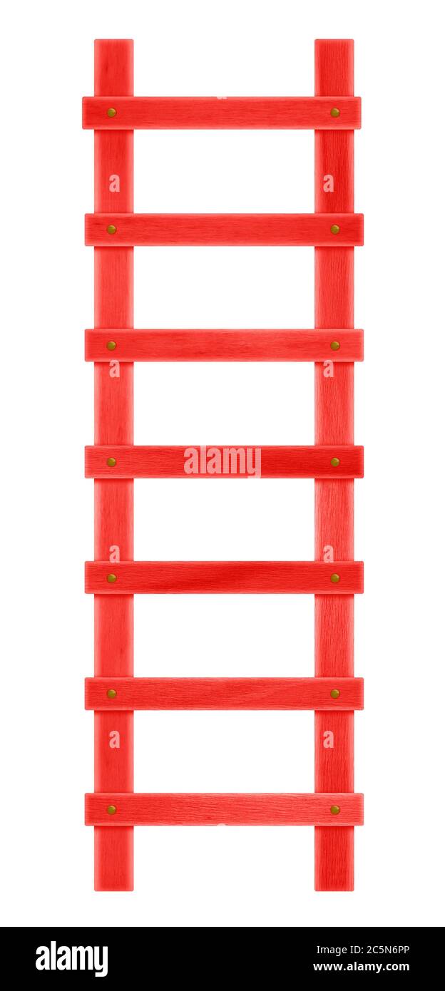 Wooden red step ladder isolated on the white background Stock Photo - Alamy