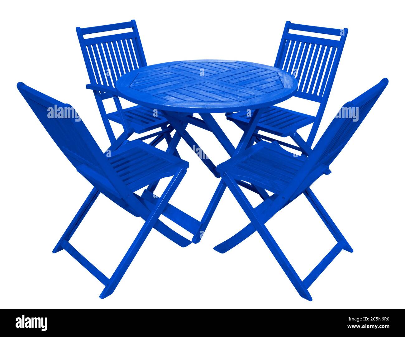 Blue wooden table and chairs isolated on white with Clipping Path Stock ...