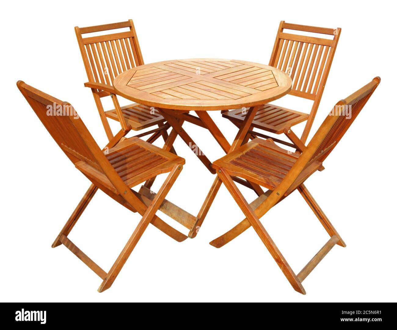 Round wooden folding table Cut Out Stock Images & Pictures - Alamy