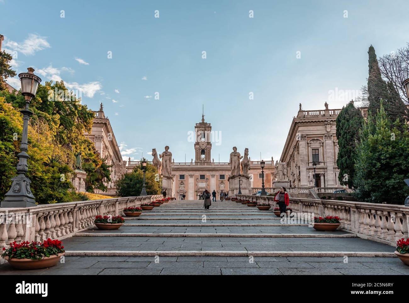 The Capitoline Hill cordonata leading to Piazza del Campidoglio, with ...