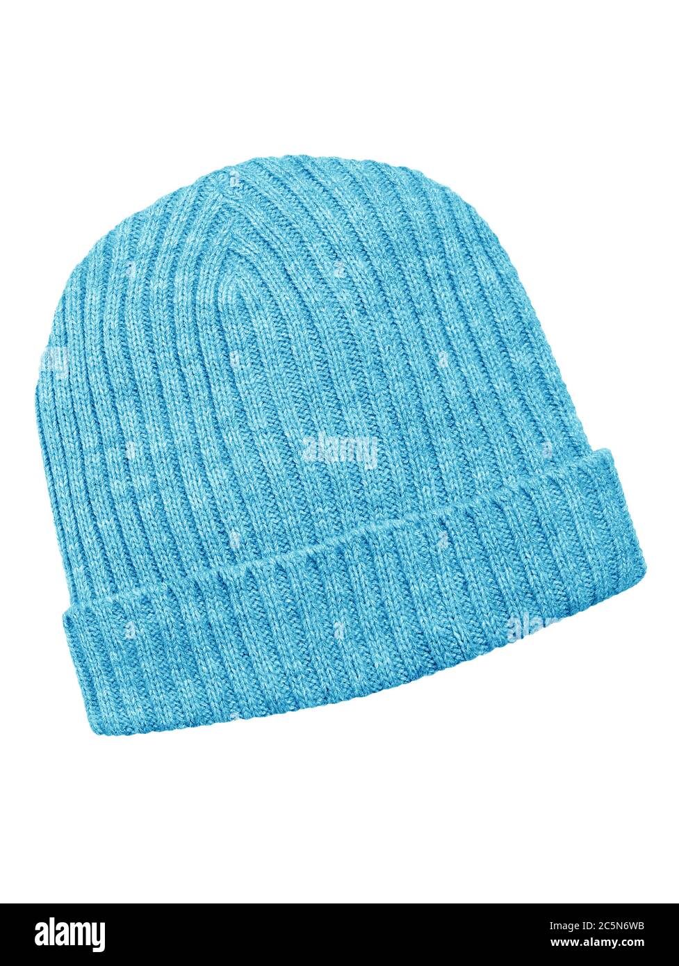 Light blue woolen cap isolated on white with Clipping Path Stock Photo ...