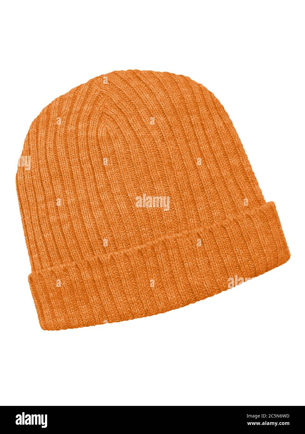 Orange woolen cap isolated on white with Clipping Path Stock Photo - Alamy