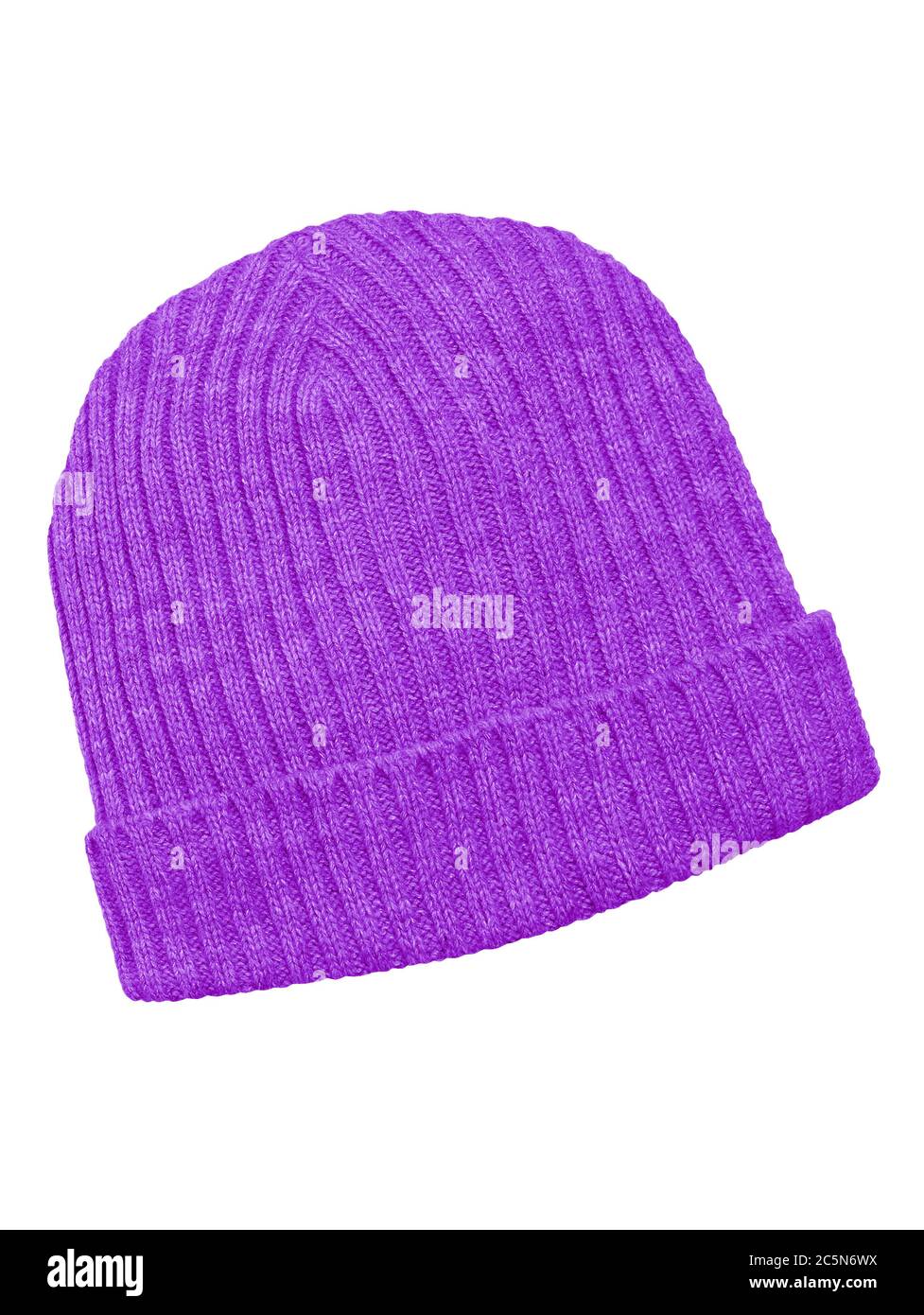 Violet woolen cap isolated on white with Clipping Path Stock Photo - Alamy