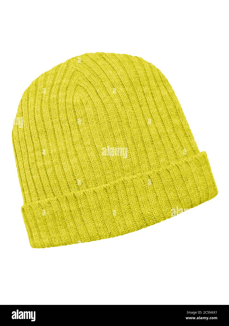 Yellow woolen cap isolated on white with Clipping Path Stock Photo - Alamy