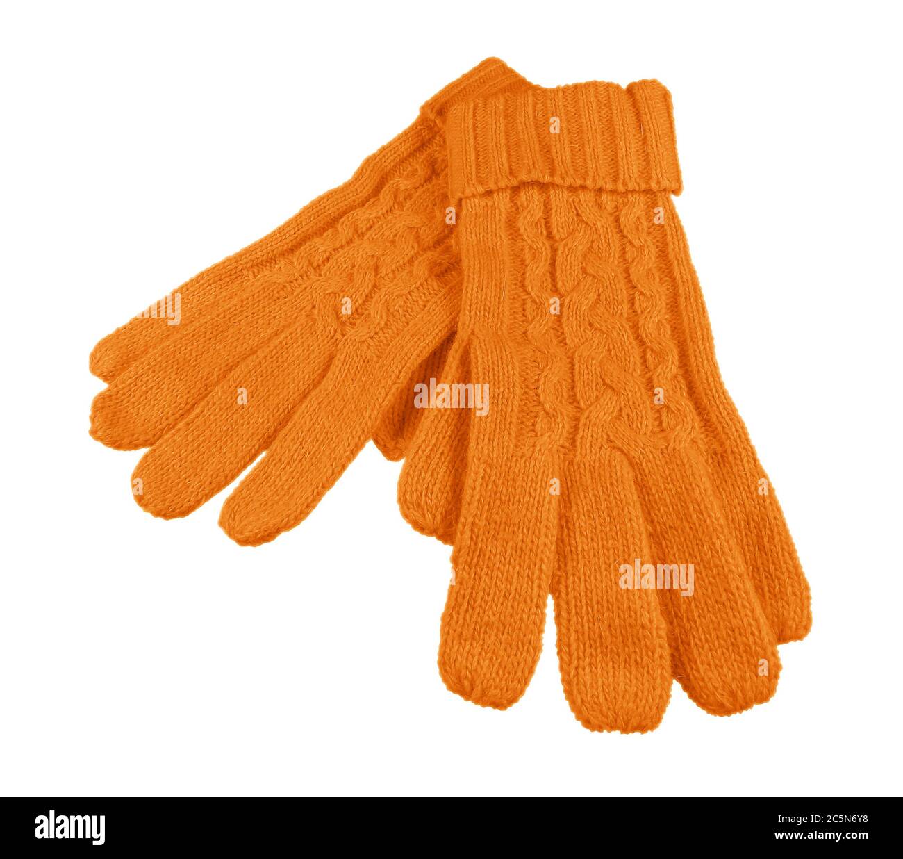 Orange woolen gloves isolated on white with Clipping Path Stock Photo ...