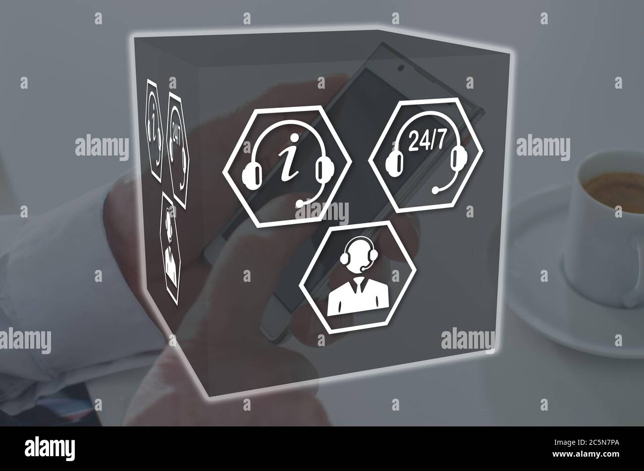 Customer support concept illustrated by a picture on background Stock ...