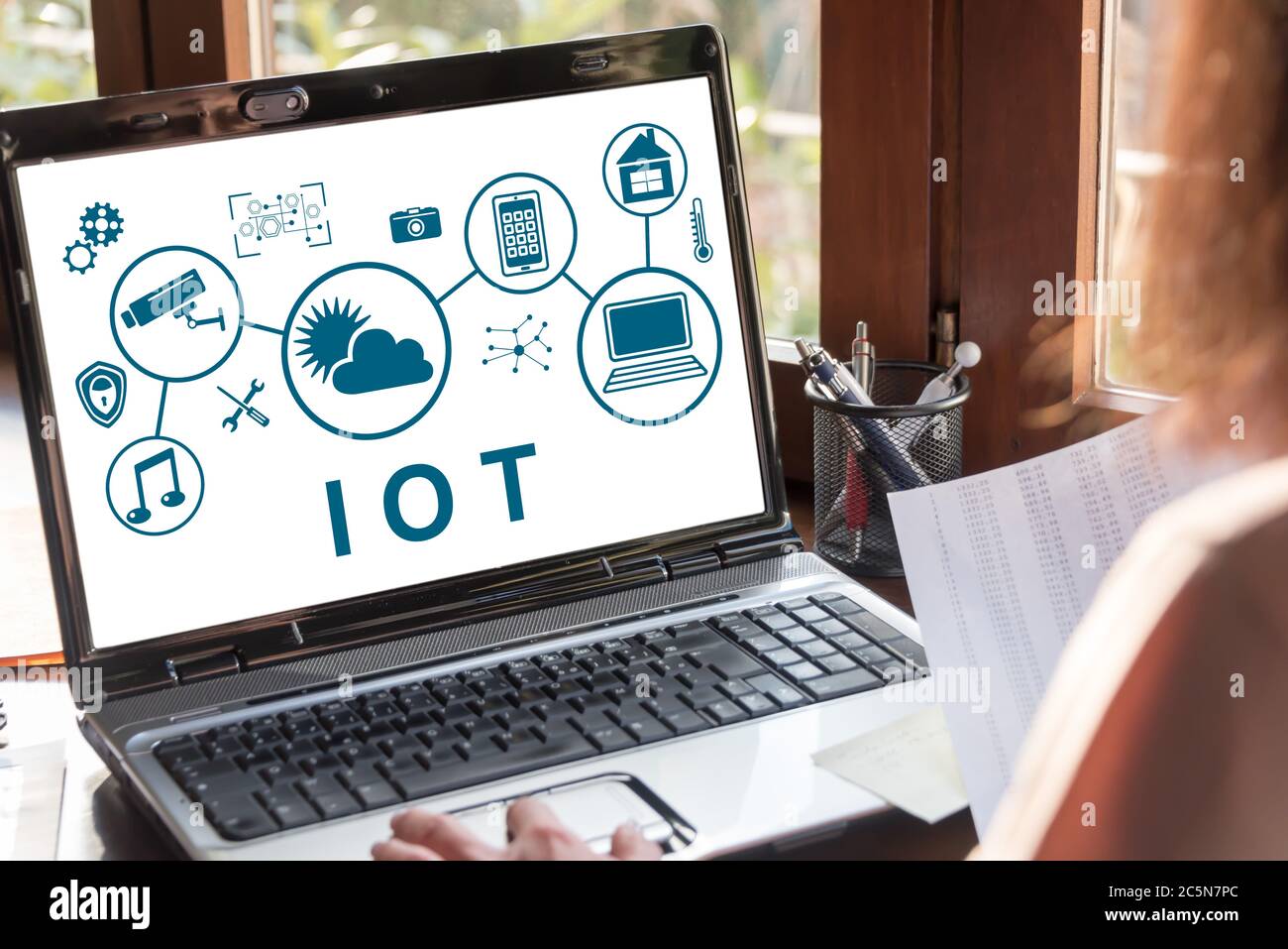 Laptop screen showing iot concept Stock Photo - Alamy