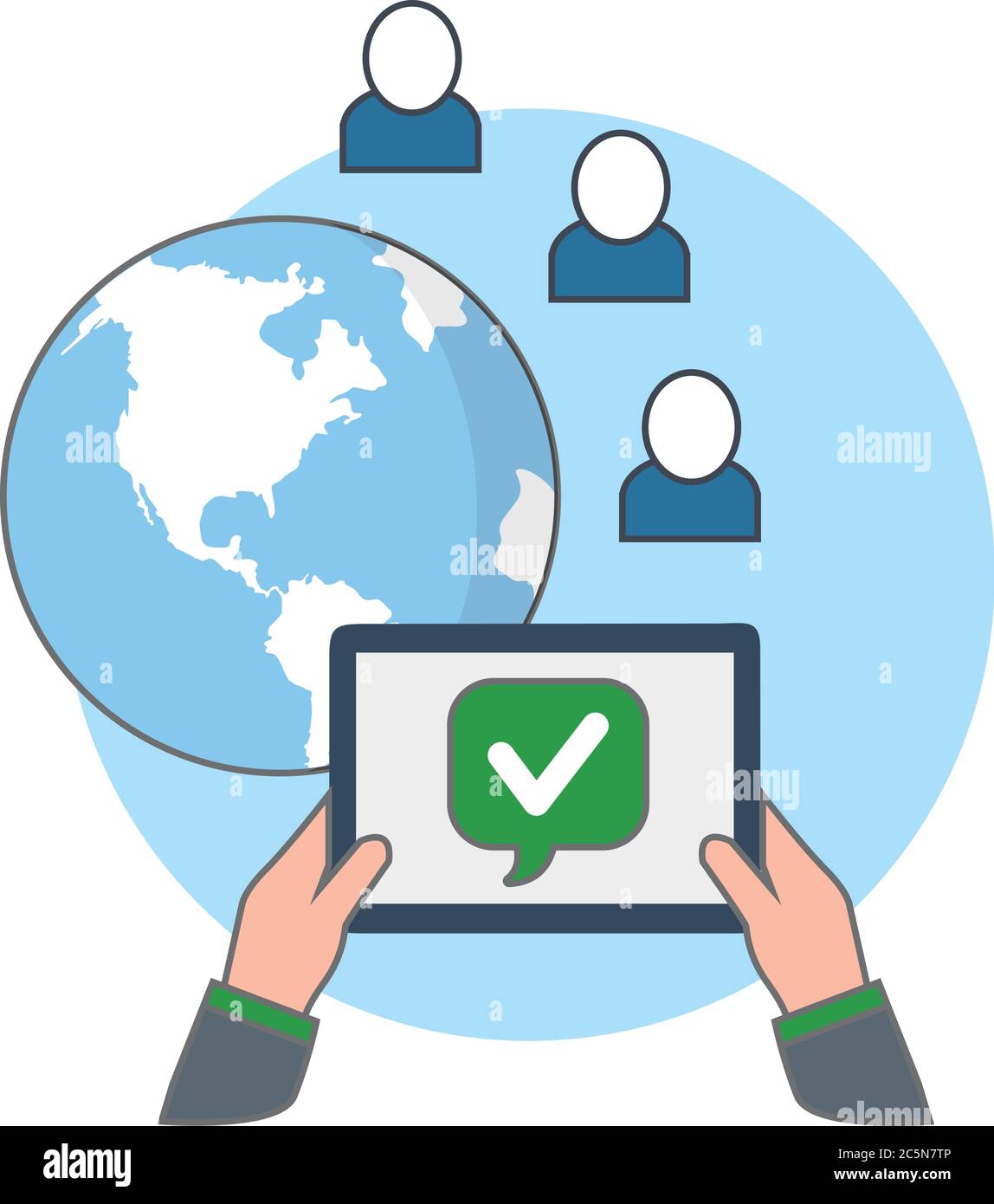 Customers worldwide. Business illustration, digital solutions icon ...