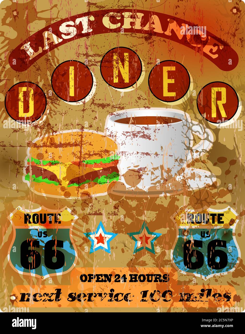 Vintage route 66 diner sign,old fast food restaurant advertsing sign ...