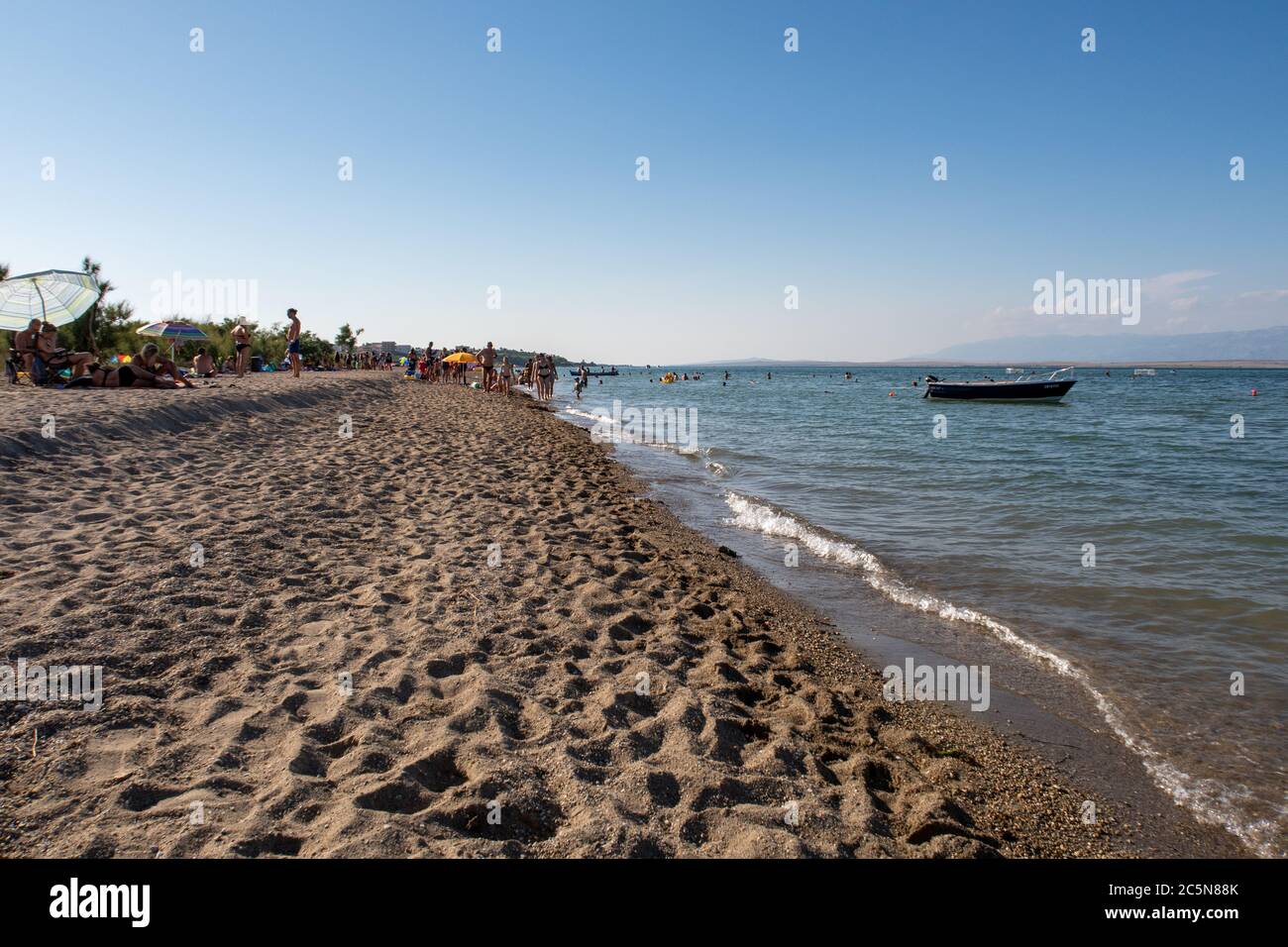 A quiet stretch of sandy shallow Queen's beach, Nin, Zadar County ...