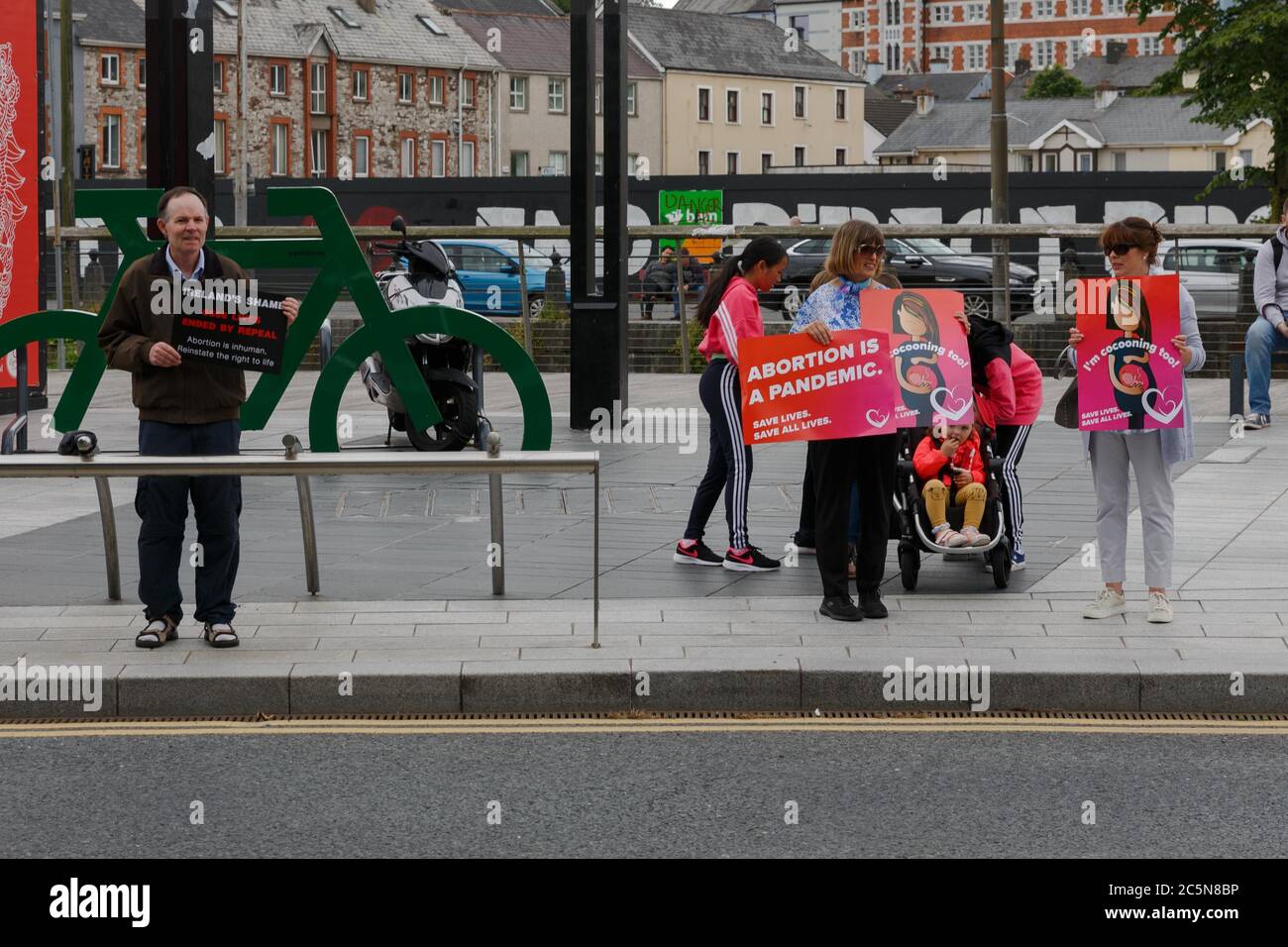 Cork, Ireland. 4th July, 2020. Pro-life Protest, Cork City. Protesters ...