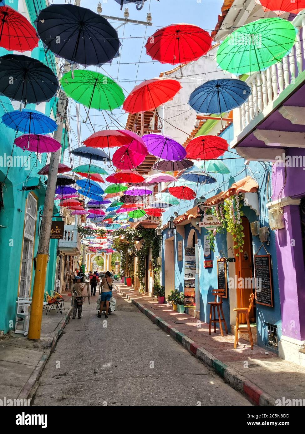 Colourful streets of Getsemani in Cartagena, Colombia Stock Photo - Alamy