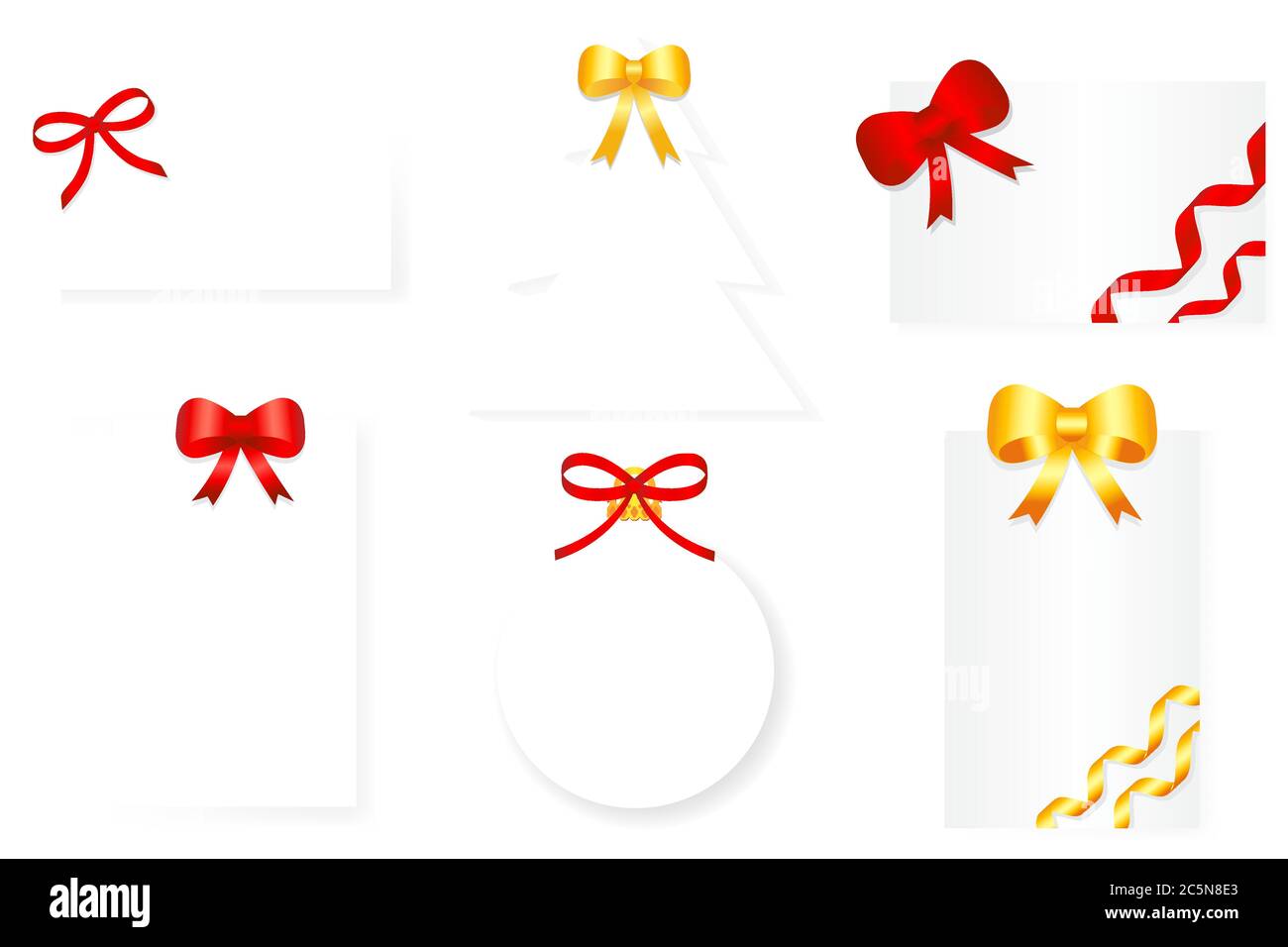 Set of festive cards with ribbons and bows vector illustration Stock ...