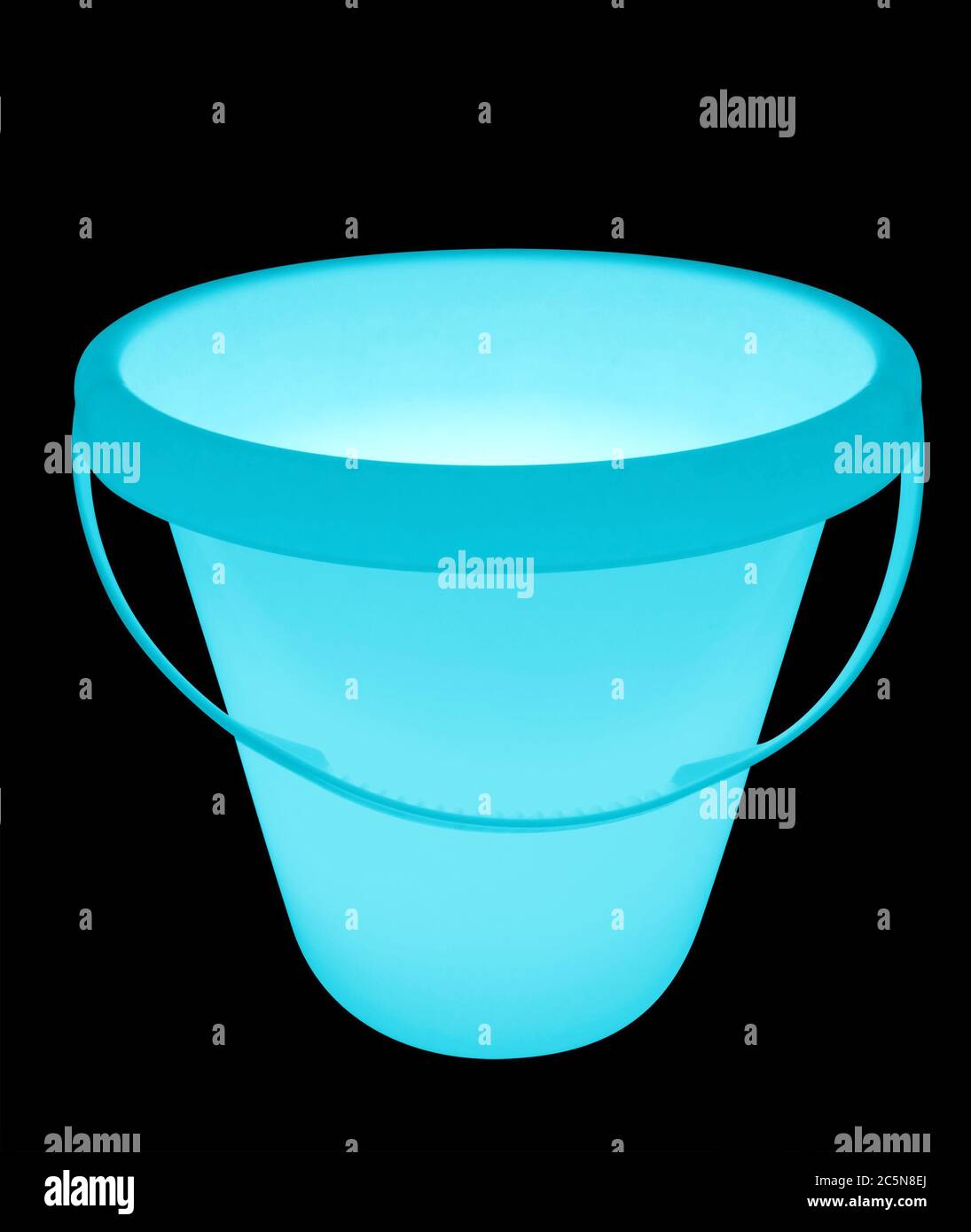 Light blue bucket lamp over black background. Clipping Path included ...