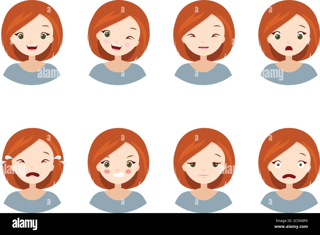 Woman's emotions - collection of a different emotions, happy, sad ...