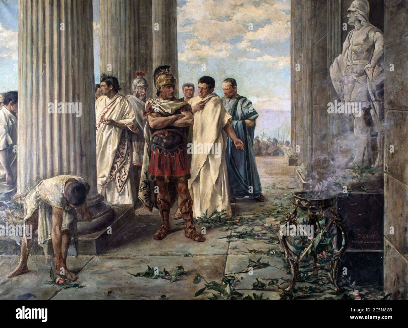 GODOY, FEDERICO. PINTOR ESPAÑOL.1869-1939. " VISITA DE JULIO CESAR AL ...