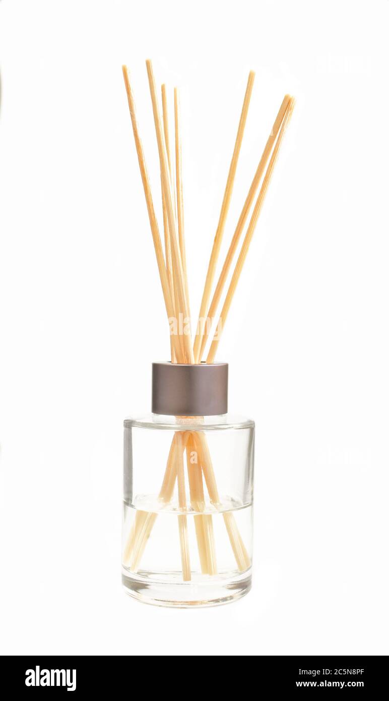 Reed air diffuser isolated on white background. Aromatic freshener ...