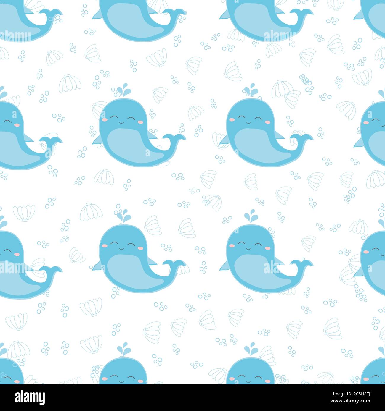 Cute whale vector illustration background seamless pattern Stock Vector ...