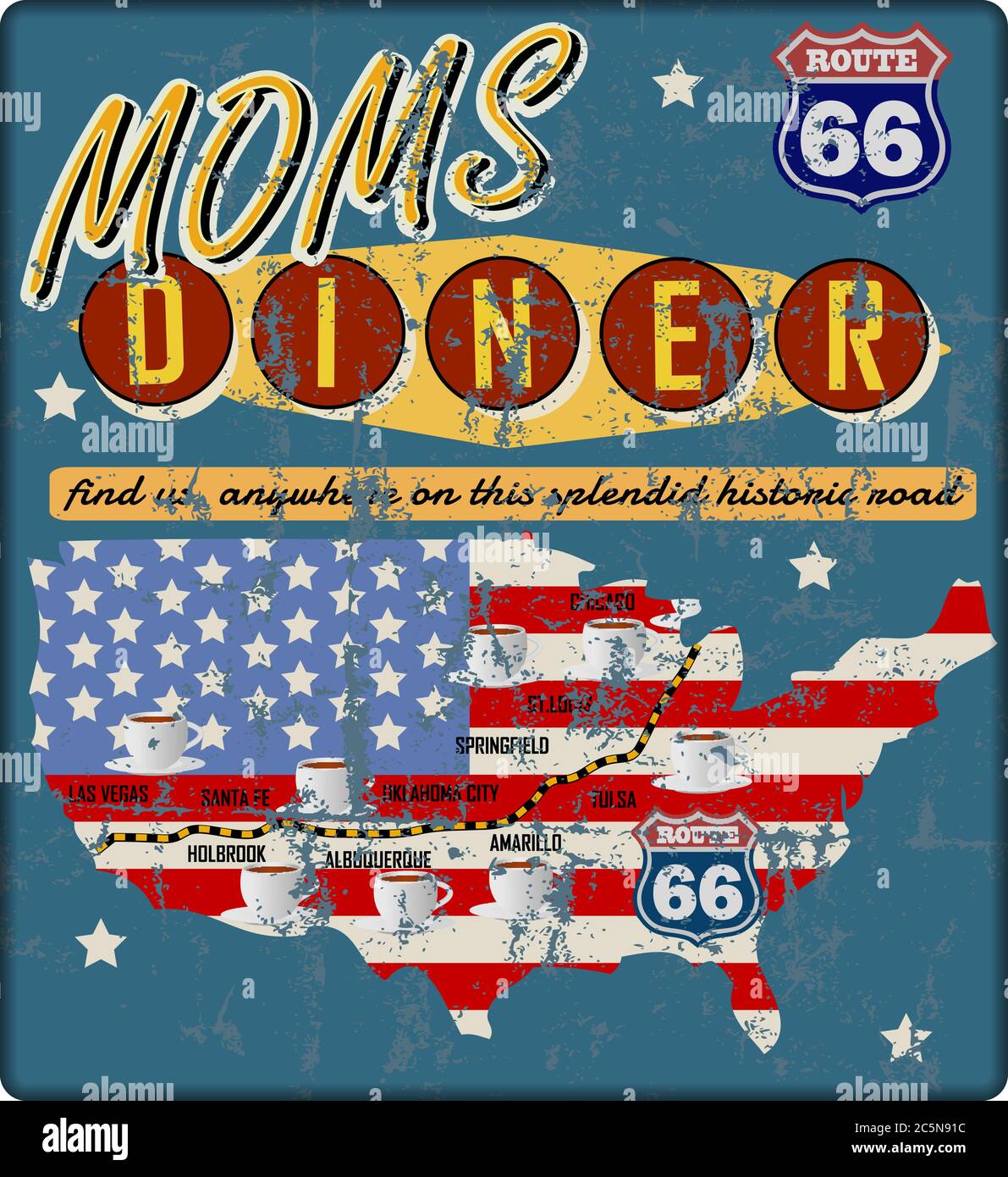 grungy diner sign, retro style, vector illustration Stock Vector Image ...