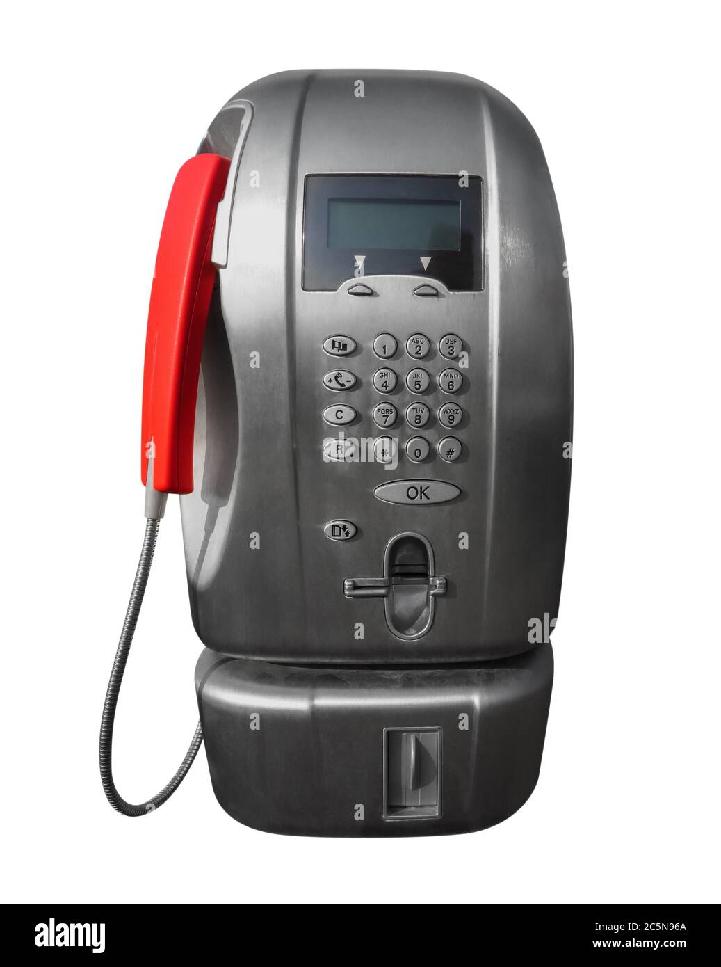 Public telephone isolated on white with Clipping path Stock Photo - Alamy