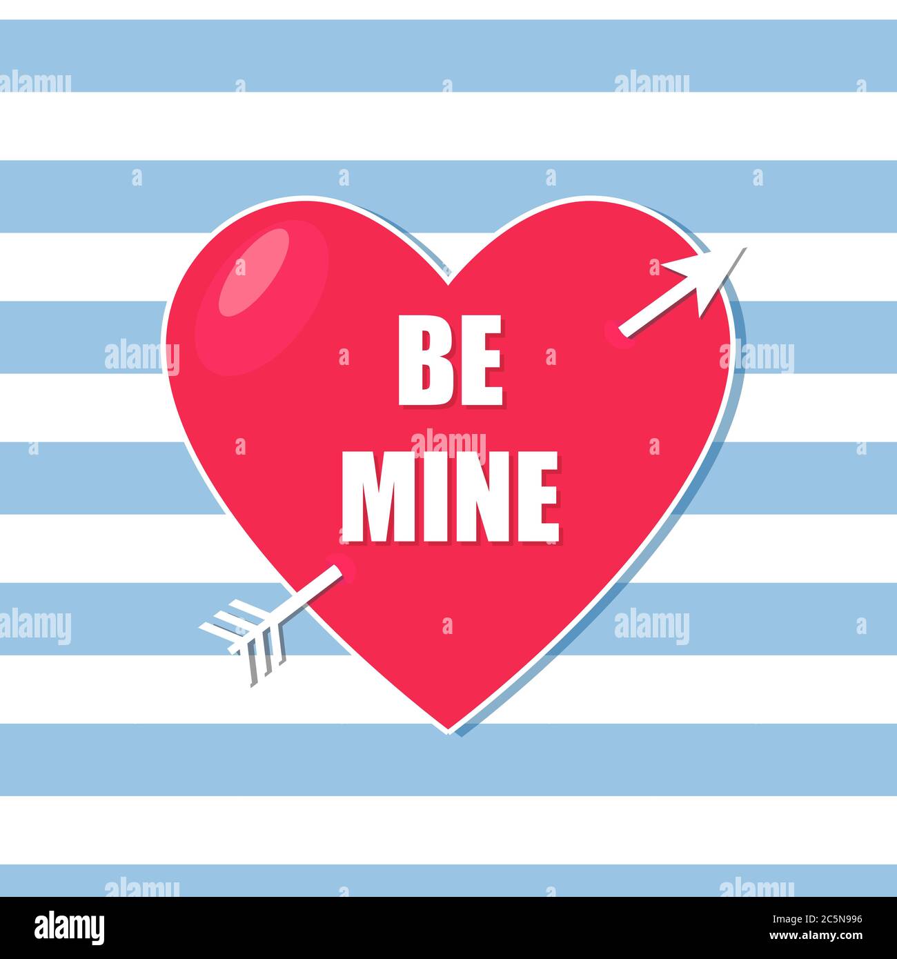 Be mine valentine's day greeting card with heart and arrow vector ...