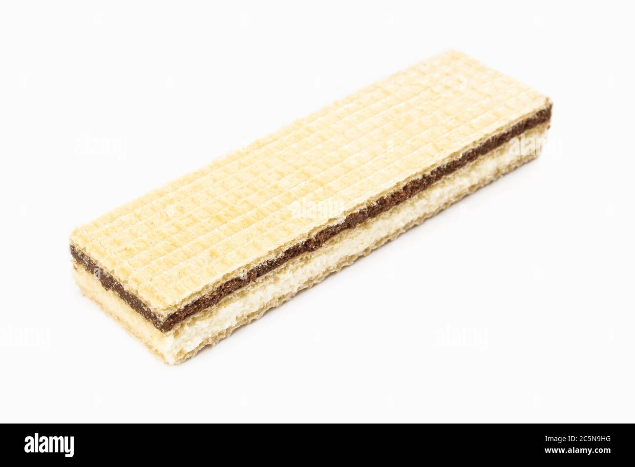 Crispy wafer biscuit isolated on white background. Chocolate and ...