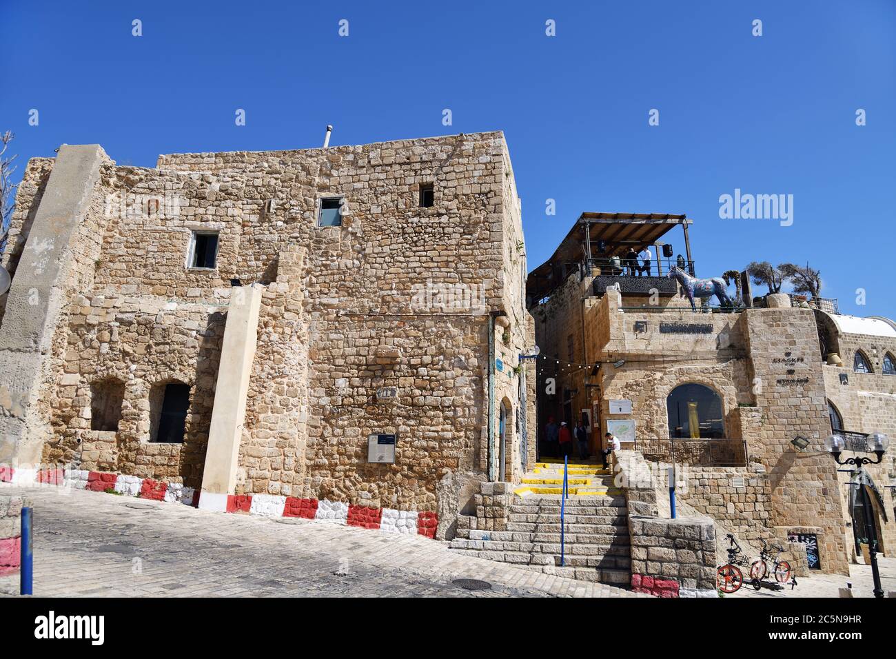 Tel Aviv, Israel - April 5, 2019: This is one of the ancient streets of ...