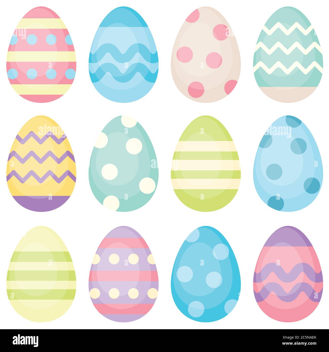 Easter eggs - decorated eggs vector illustration in pastel colors. Cute ...