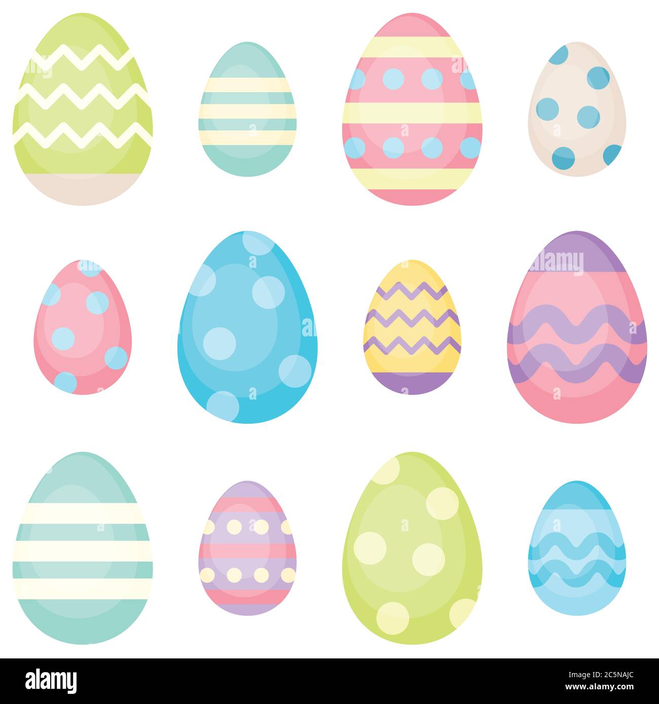 Easter eggs - decorated eggs vector illustration in pastel colors. Cute ...