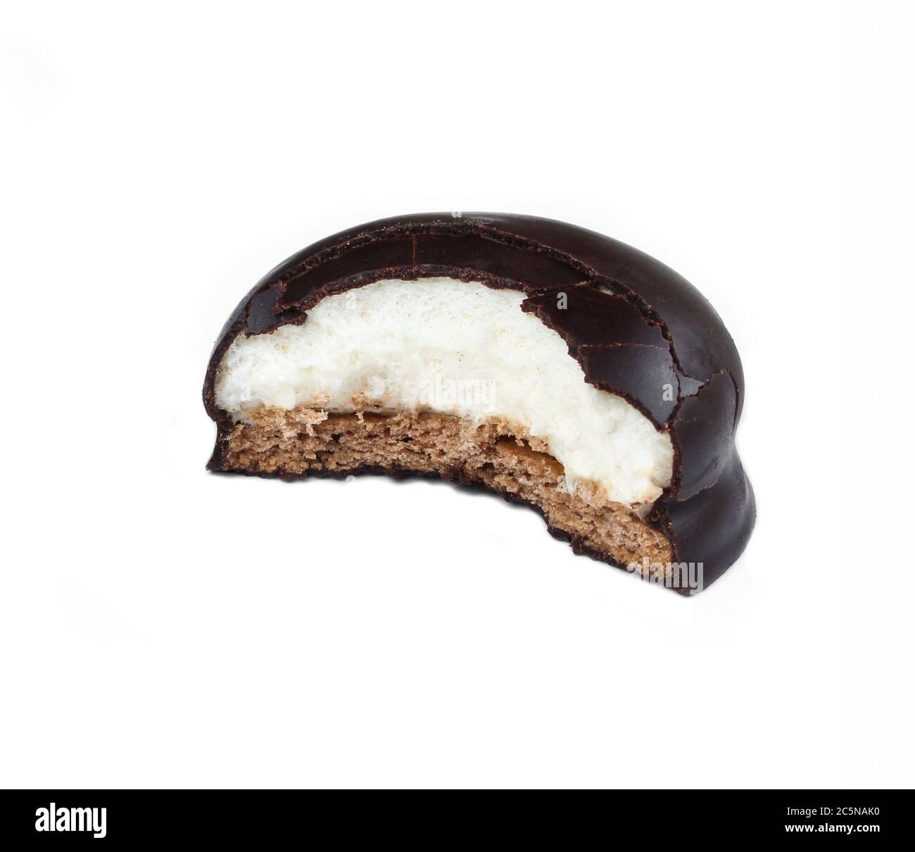 Chocolate covered marshmallow isolated on white background. Cake with ...